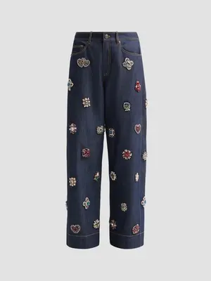 Cinq À Sept Baroque Embellished Hayden Jeans - Indigo Multi