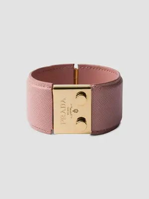 Prada Metal And Saffiano Leather Bracelet Pink