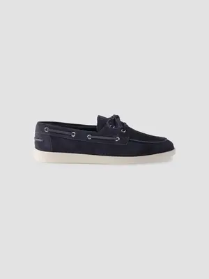 Prada Suede Boat Shoes With Laces - Blue