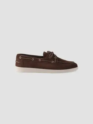 Prada Suede Boat Shoes With Laces Brown