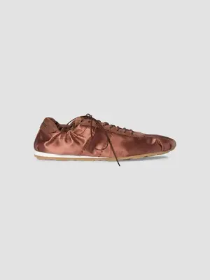 Miu Miu Plume Satin Sneakers - Brown