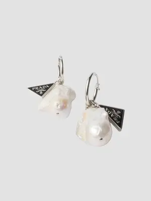 Prada Metal And Pearl Earrings - Multicolored