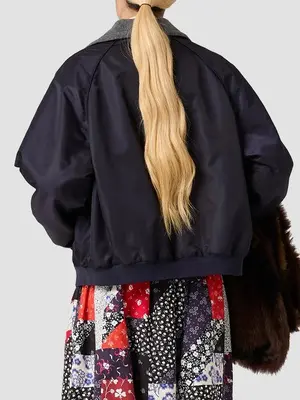 Miu Miu Technical Gazar And Fleece Bomber Jacket - Blue