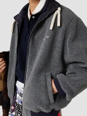 Miu Miu Technical Gazar And Fleece Bomber Jacket - Blue