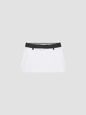 Prada Poplin And Rush Stitch Miniskirt - White