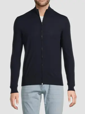 Isaia Fine Gauge Full-zip Wool Sweater