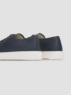 Santoni Burnished Leather Low-top Sneakers
