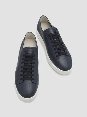 Santoni Burnished Leather Low-top Sneakers