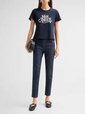Cinq À Sept Mon Amour Embellished Graphic Cotton T-shirt
