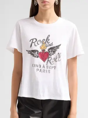 Cinq À Sept Graphic Cotton T-shirt - White Multi
