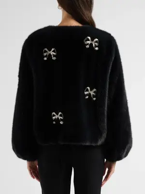 Cinq À Sept Benson Bow-embellished Faux-fur Short Coat