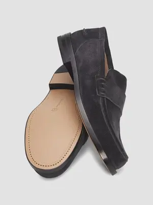GIANVITO ROSSI Preppy 45mm Suede Penny Loafers - Carbon