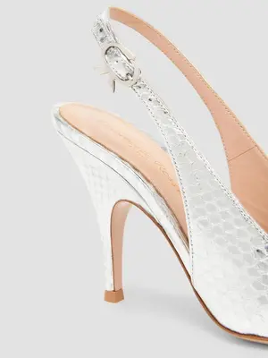 GIANVITO ROSSI 95mm Snakeskin-embossed Leather Slingback Pumps