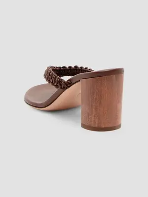 GIANVITO ROSSI Macramé Leather 70mm Block Heel Sandals