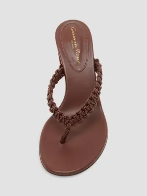 GIANVITO ROSSI Macramé Leather 70mm Block Heel Sandals