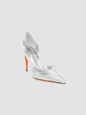 Santoni Petal 90mm Metallic Leather Pumps