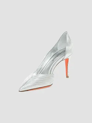 Santoni Petal 90mm Metallic Leather Pumps