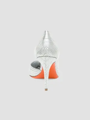Santoni Petal 90mm Metallic Leather Pumps