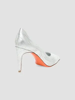 Santoni Petal 90mm Metallic Leather Pumps