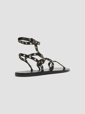Cinq À Sept Ariella Grommet Leather T-strap Flat Sandals