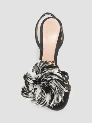 GIANVITO ROSSI Winter Garden 95mm Crepe Satin Slingback Sandals - Black