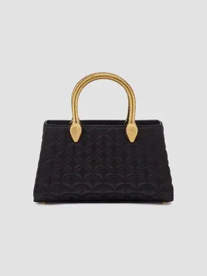 BVLGARI Serpenti Textured Satin Top Handle Bag