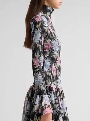 Cinq À Sept Ise Dahlia-print Smocked Maxi Dress