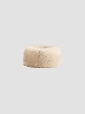 Valentino Garavani Vlogo Signature Faux Fur Headband - Beige