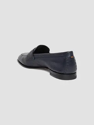 Santoni Marlene-row Leather Penny Loafers - Navy