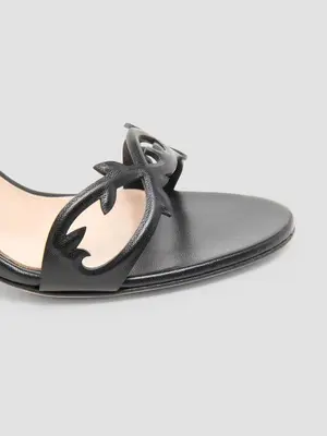 GIANVITO ROSSI 95mm Laser-cut Leather Stiletto Sandals - Black