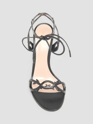 GIANVITO ROSSI 95mm Laser-cut Leather Stiletto Sandals - Black