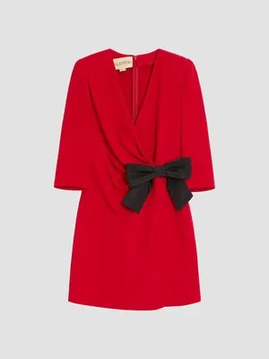Valentino Garavani Cady Couture Short Dress With Faille Bow - Paris Black