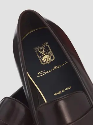 Santoni Arco Leather Loafers - Dark Brown