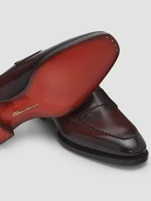 Santoni Arco Leather Loafers - Dark Brown