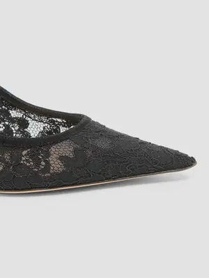 GIANVITO ROSSI Lyon 70mm Lace & Suede Slingback Pumps