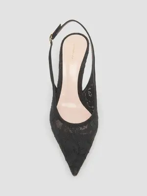 GIANVITO ROSSI Lyon 70mm Lace & Suede Slingback Pumps