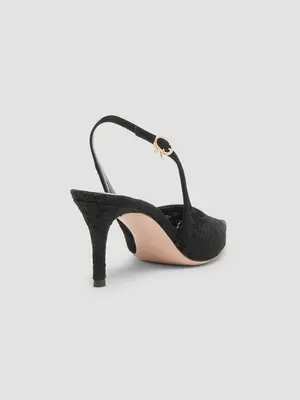 GIANVITO ROSSI Lyon 70mm Lace & Suede Slingback Pumps