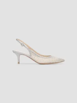 GIANVITO ROSSI Regina 55mm Kitten Heel Slingback Pumps - Silver