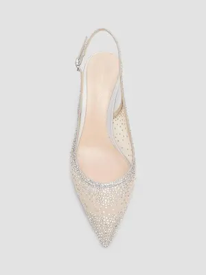 GIANVITO ROSSI Regina 55mm Kitten Heel Slingback Pumps - Silver