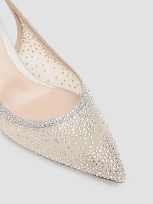 GIANVITO ROSSI Regina 55mm Kitten Heel Slingback Pumps - Silver