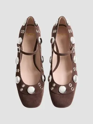 Valentino Garavani Nellcôte Mary-jane 30mm Pumps In Crust Leather - Testa Di Moro