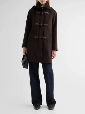 Cinzia Rocca Virgin Wool Toggle Hooded Coat