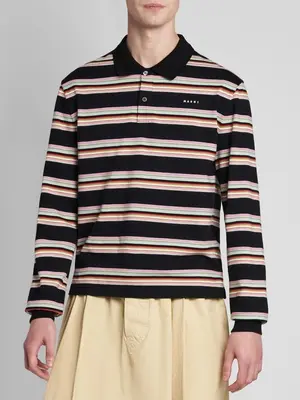 Marni Striped Cotton Slim-fit Polo Shirt