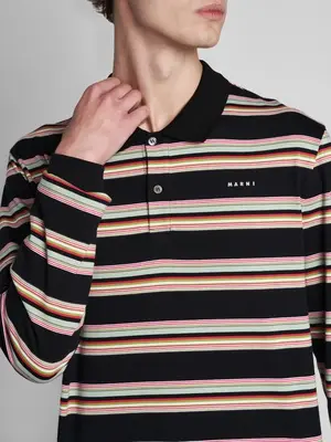 Marni Striped Cotton Slim-fit Polo Shirt