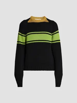 Marni Colorblocked Cotton Crewneck Sweater - Black