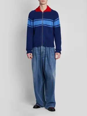 Marni Colorblocked Cotton Zip-front Cardigan