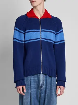 Marni Colorblocked Cotton Zip-front Cardigan