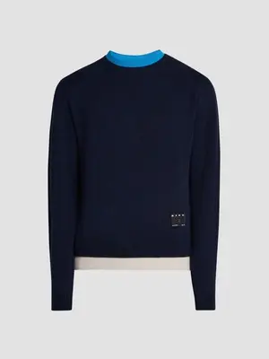 Marni Contrast Trim Cashmere Crewneck Sweater