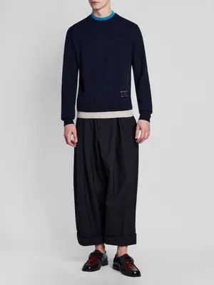 Marni Contrast Trim Cashmere Crewneck Sweater