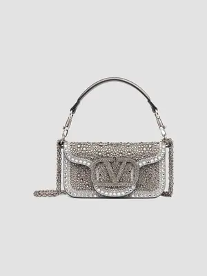 Valentino Garavani Small Locò Top Handle Bag With Rhinestones